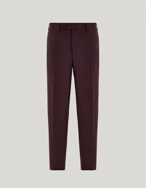 Canali Dark Brown Travel Wool Flannel Regular-fit Pants - Red