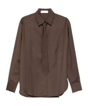 THE FRANKIE SHOP Peri Sheer Shirt - Brown