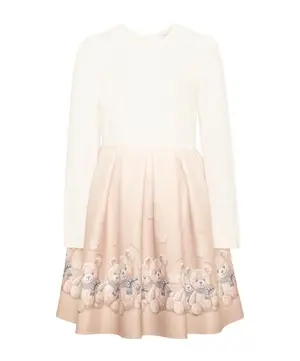 Monnalisa Teddy-print Ruffled-collar Dress