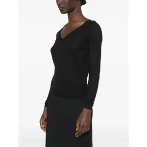 JOSEPH Cetus V-neck Top - Black