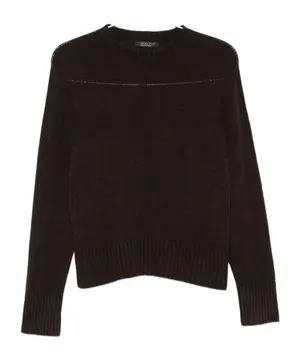 ARAGONA Ribbed-trim Sweater - Dark Brown