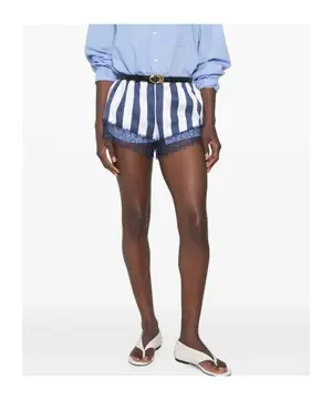 THE FRANKIE SHOP Striped Shorts With Lace Hem