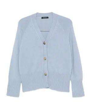 ARAGONA V-neck Ribbed-knit Cardigan - Blue