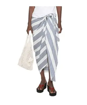 THE FRANKIE SHOP Asymmetrical Striped Skirt With Knot Detail
