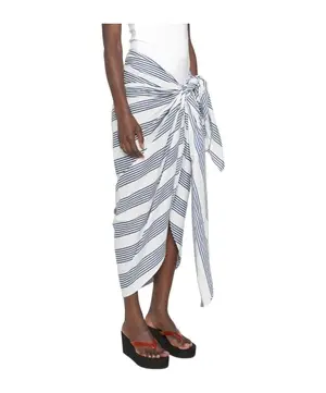 THE FRANKIE SHOP Asymmetrical Striped Skirt With Knot Detail