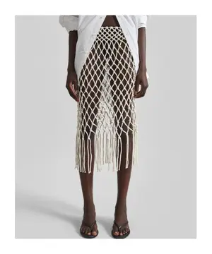 THE FRANKIE SHOP Tropea Macrame Skirt - Ecru