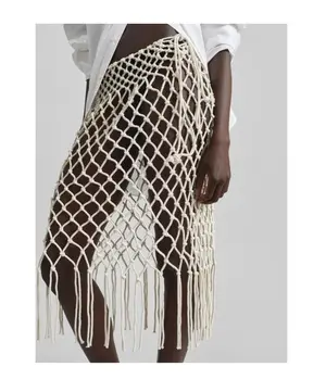 THE FRANKIE SHOP Tropea Macrame Skirt - Ecru