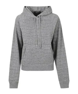 TOM FORD Jacquard Drawstring Hoodie - Grey