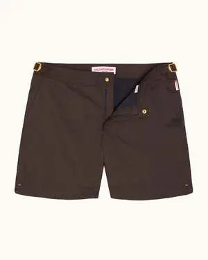 Orlebar Brown Tailored Textured Stripe Swim Shorts In Espresso