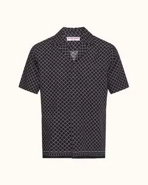 Orlebar Brown Printed Lyocell Shirt In Night Iris - Blue
