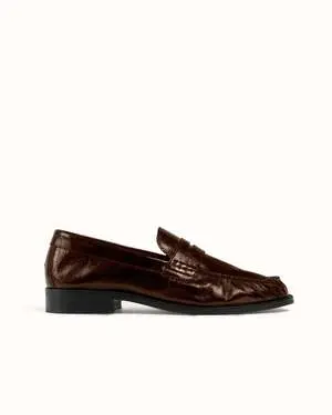DUKE + DEXTER Ezra Ruched Loafer - Chestnut