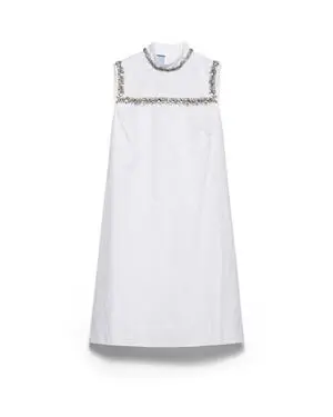 Prada Embroidered Old Reps Fabric Mini-dress - White