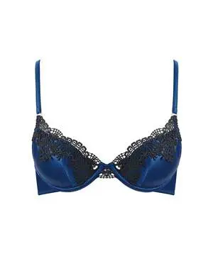 Bluebella Ida Luxury Satin Moulded Bra Navy Peony - Black