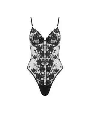 Bluebella Alara Floral Sheer Bodysuit - Black