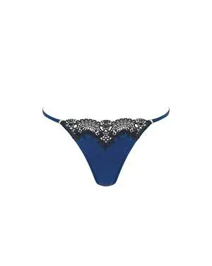 Bluebella Ida Luxury Satin Thong Navy Peony - Black