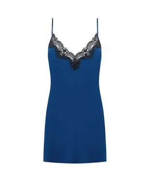 Bluebella Ida Luxury Satin Short Chemise Navy Peony - Black