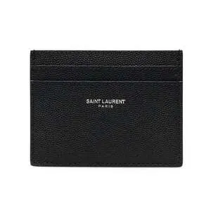 Saint Laurent Grain De Poudre Leather Cardholder - Black