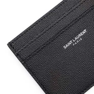 Saint Laurent Grain De Poudre Leather Cardholder