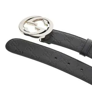 Gucci Signature Leather Belt With Interlocking Gg Buckle