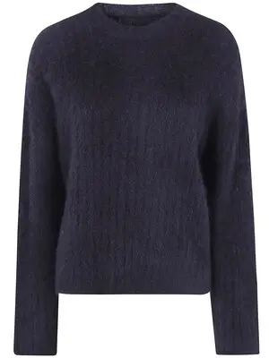 UMA WANG Sweater Fluffy Wool Crewneck - Black