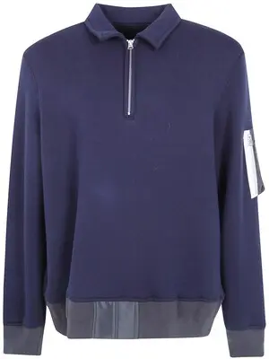 Sacai Polo Shirt Zipper "sponge Sweat - Blue