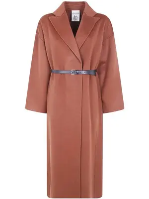 SEMICOUTURE Long Wool Coat With Leather Belt