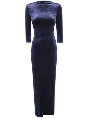 Giorgio Armani Dress Long Sleeve "midi Round Neck Dress - Black