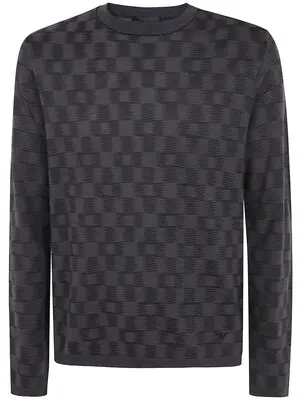 Emporio Armani Sweater Round Neck "f6030 Chocolate Fancy - Brown