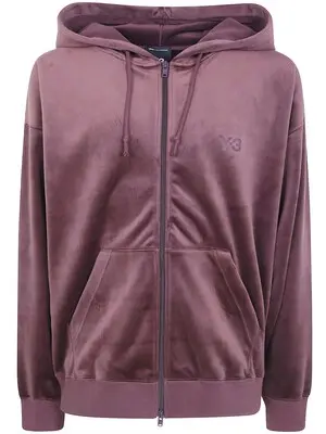 Y-3 YOHJI YAMAMOTO ADIDAS Velvet Zip Hoodie - Red