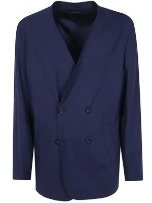 Emporio Armani Jacket Double Breasted "linear Neck Blazer - Blue