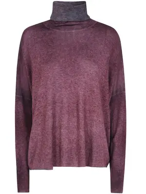 Avant Toi Sweater Hand Painted Ultralight Cashmere Wool High Neck Pull - Red