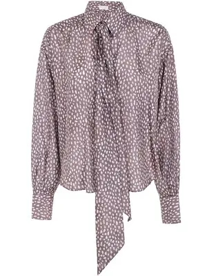 Brunello Cucinelli Shirt Ribbon Flowers Pattern - Brown