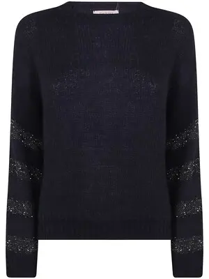 TWINSET Sweater Gold Stripes "round Neck - Black
