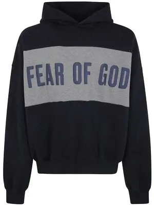 Fear Of God Sweater Cropped Relaxed "panelled Hoodie - Gray