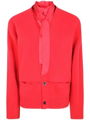 Sacai Sweater Wool Knit Cardigan - Red
