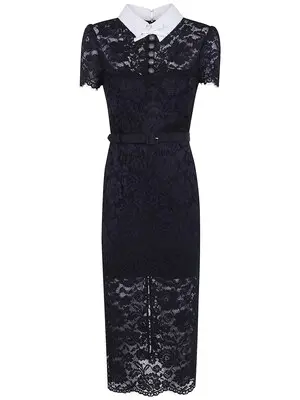 SELF-PORTRAIT Dress Contrast Collar " Lace - Black