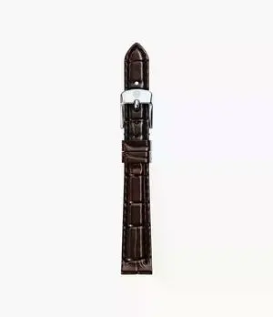Michele 12mm Chocolate Croco-calf Embossed Leather Strap - Brown