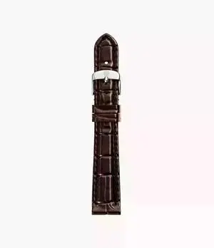 Michele 14mm Chocolate Croco-calf Embossed Leather Strap - Brown