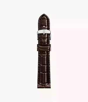 Michele 16mm Chocolate Croco-calf Embossed Leather Strap - Brown