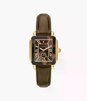 Michele Deco Sport Mid Tort Leather Watch