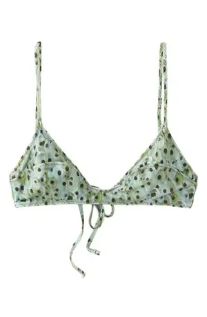 Mango Printed Triangle Bikini Top - Green