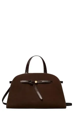 Tory Burch Romy Suede Leather Bauletto - Dark Cocoa