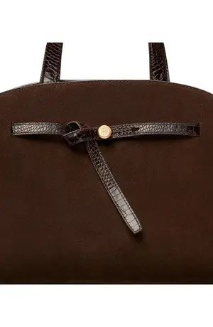 Tory Burch Romy Suede Leather Bauletto - Dark Cocoa