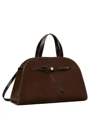 Tory Burch Romy Suede Leather Bauletto - Dark Cocoa