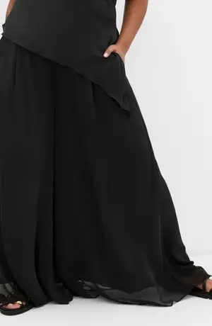 City Chic Skyla Elastic Waist Wide Leg Pants