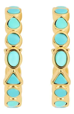 ATHRA LUXE Turquoise Geometric Hoop Earrings - Gold