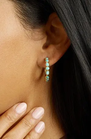 ATHRA LUXE Turquoise Geometric Hoop Earrings