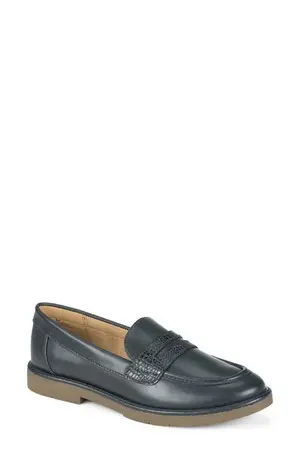 BARETRAPS Calli Croc Embossed Faux Leather Loafer - Navy Croco
