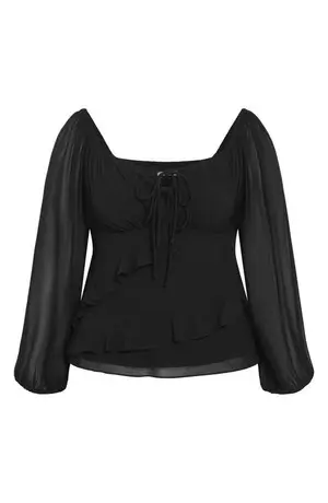 City Chic Shayla Ruffle Long Sleeve Top