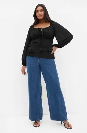 City Chic Shayla Ruffle Long Sleeve Top